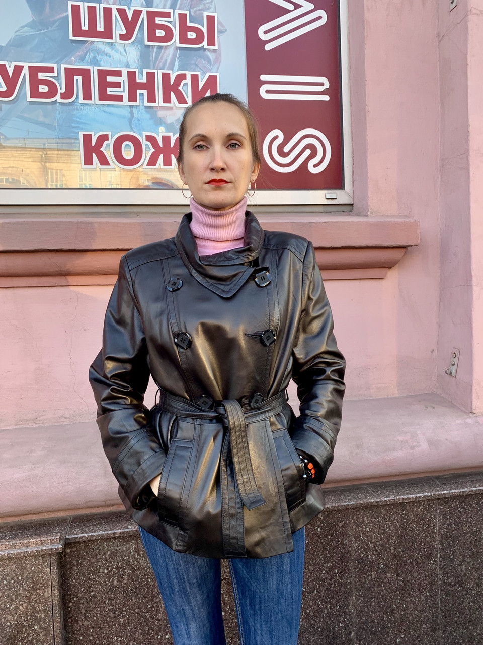 Купить Кожаная натуральная женская куртка черная на пуговицах стойка ...