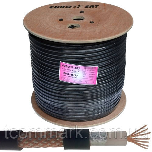 Кабель коаксиальный 50 Ом RG-8/U EUROSAT многожильный, медный, (104% ...