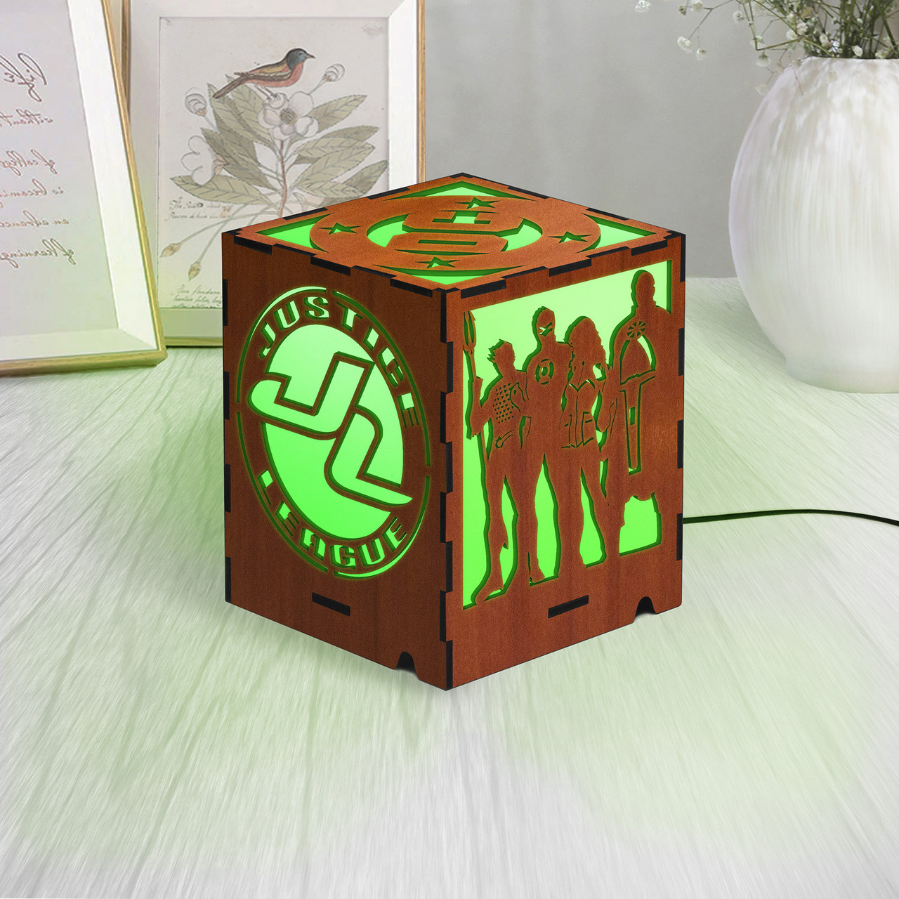 Марвел Нічник Ліга Справедливості Всі Супергерої Dc Деревяний Декор Нічник у Формі Куба
