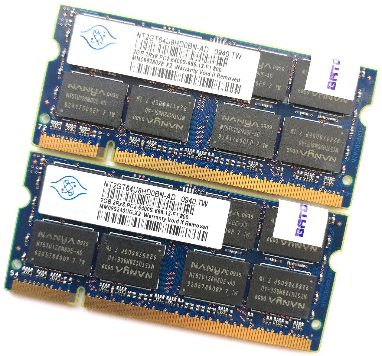 Оперативная память Nanya SODIMM DDR2 4Gb (2x2Gb) 800MHz PC2-6400S CL6 ...