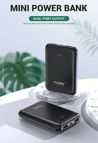 Купить УМБ Power Bank Topk Mini 2xUSB 5000 mAh черный (TK0503-BL), цена ...