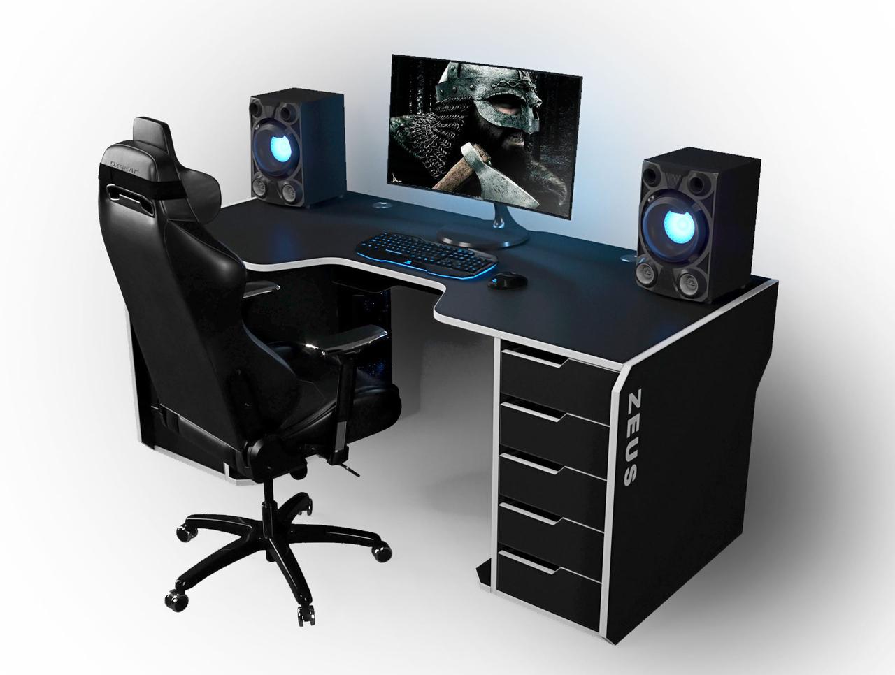 Геймерский игровой стол с подсветкой ZEUS Viking-1L 180х92 см, черный ...