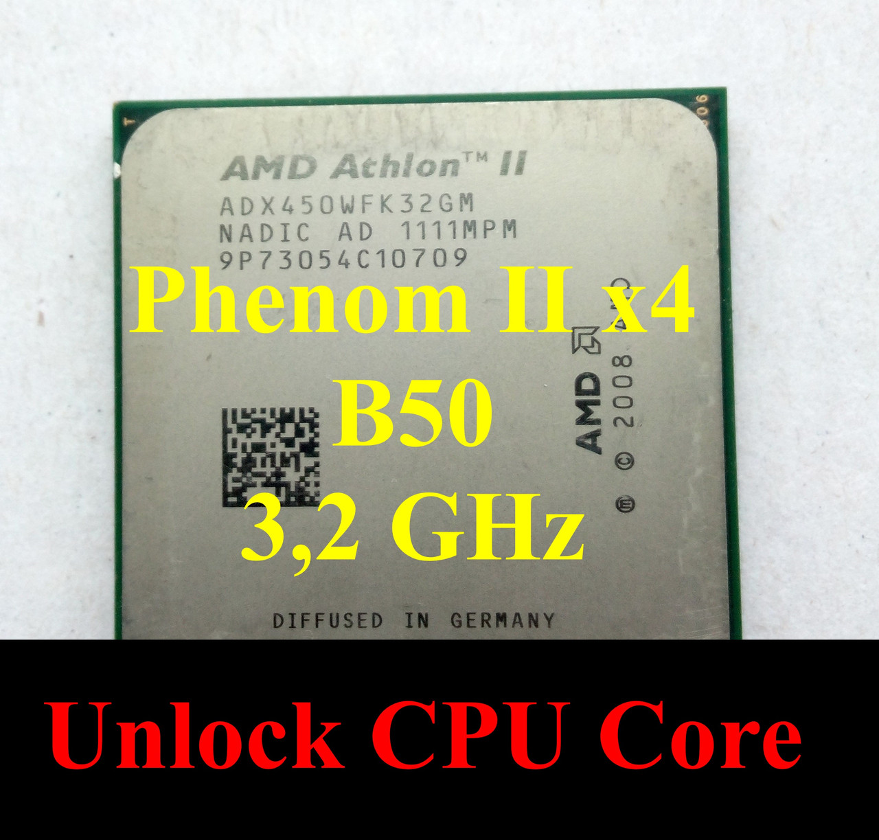 Процессор (б/у) AMD Phenom II x4 B50, 3,2ГГц (Athlon II x3 450 Unlock ...
