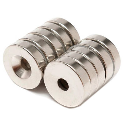 Магніти неодимові кріпильні 18x4мм N50 з отвором зенківкою 5мм 10шт ...