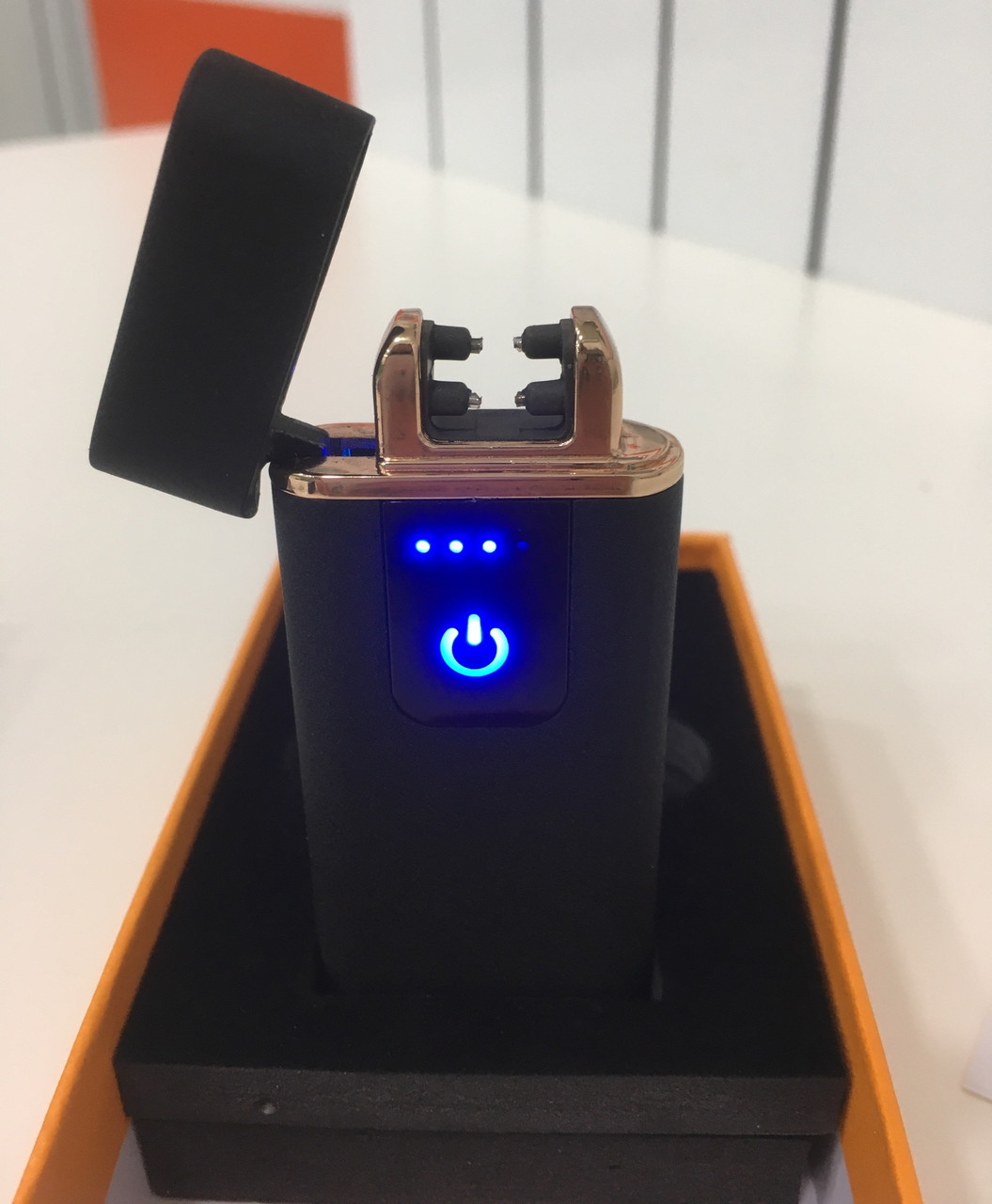 Электро-импульсная USB зажигалка Lighter с двумя перекрестными молниями ...