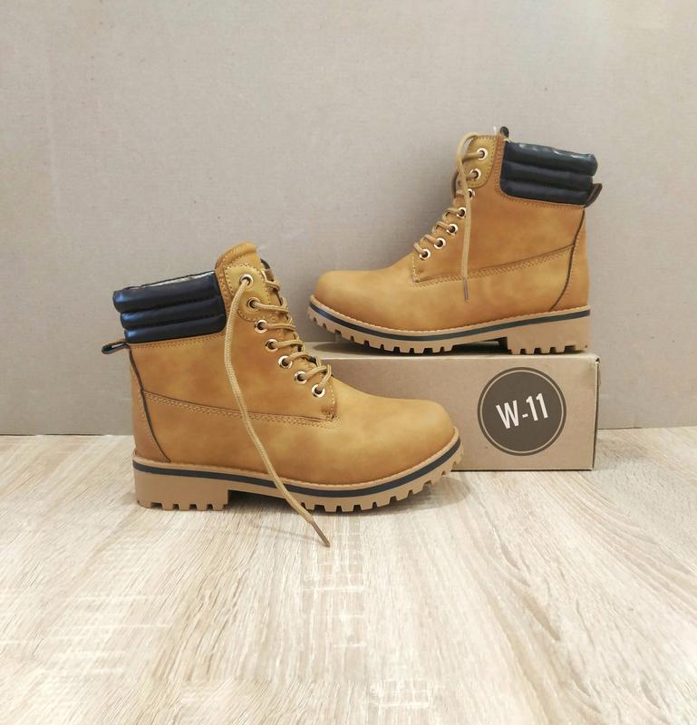 Ботинки Зимние в Стиле Timberlend Высокие на Шнуровке Рыжие Теплые ...