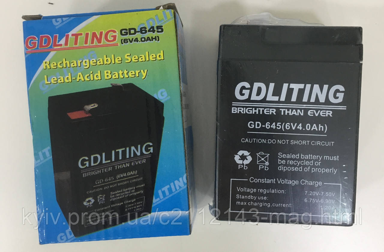 Аккумулятор GDLITE GD-645 6V 4.0Ah для Весов и Фонарей, Кислотно ...