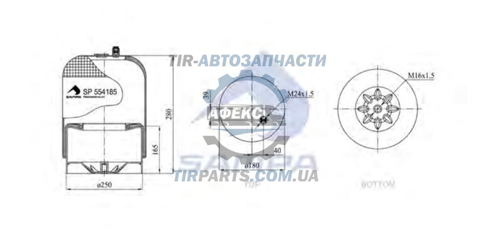 Пневмоподушках/пневморесора задня зі склянкою 4185NP21 Mercedes-Benz ...