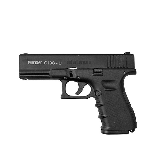 Пістолет стартовий Retay G 19C, 9мм. Колір - Black 14-зарядний, ціна ...