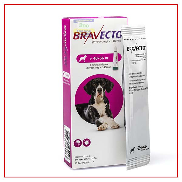 Капли Bravecto 40-56кг Spot-On (Бравекто Спот-Он) от Блох и Клещей для ...