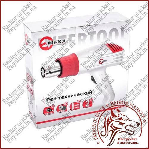 Фен технический 2000 Вт, 2 режима, 400-600 град., 300-500 л/мин INTERTOOL DT-2416, цена 490 грн ...