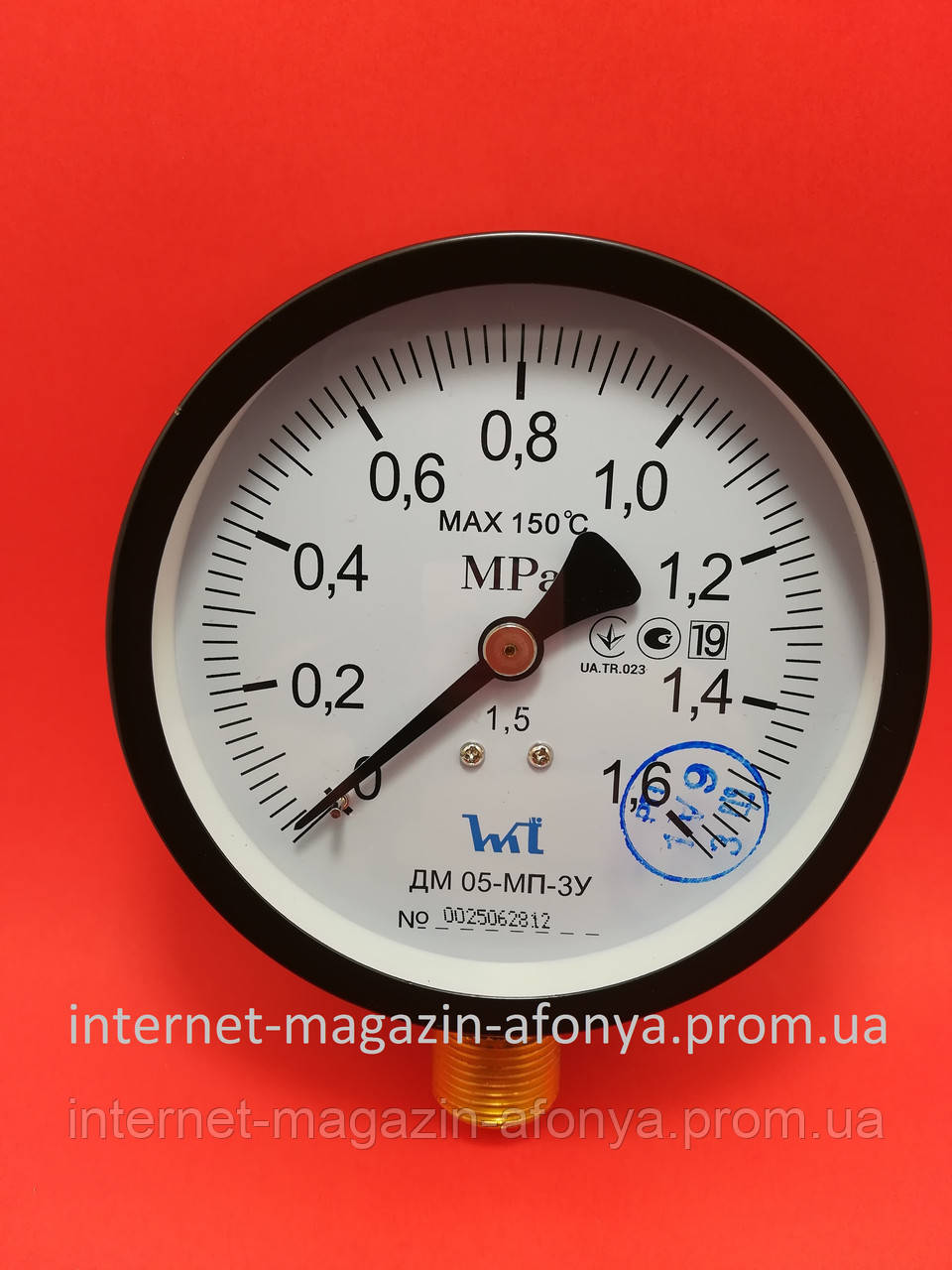 Манометр ( вертикальный ) диаметр 100 мм резьба М20х1,5 1.6 МРа (ID ...