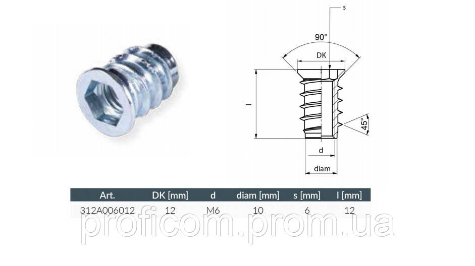 Втулка муфта мебельная М6х12, цена 2 ₴: купить на Prom.ua | Украина