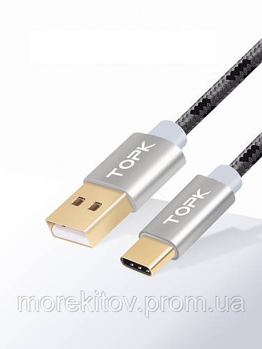 Купить Кабель для зарядки и синхронизации TOPK USB Type-C 1m 3A ...