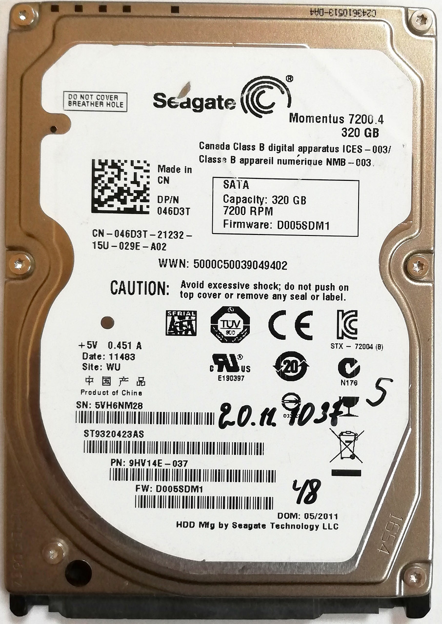 Жесткий диск для ноутбука Seagate Momentus 320GB 2.5" 16MB 7200rpm ...