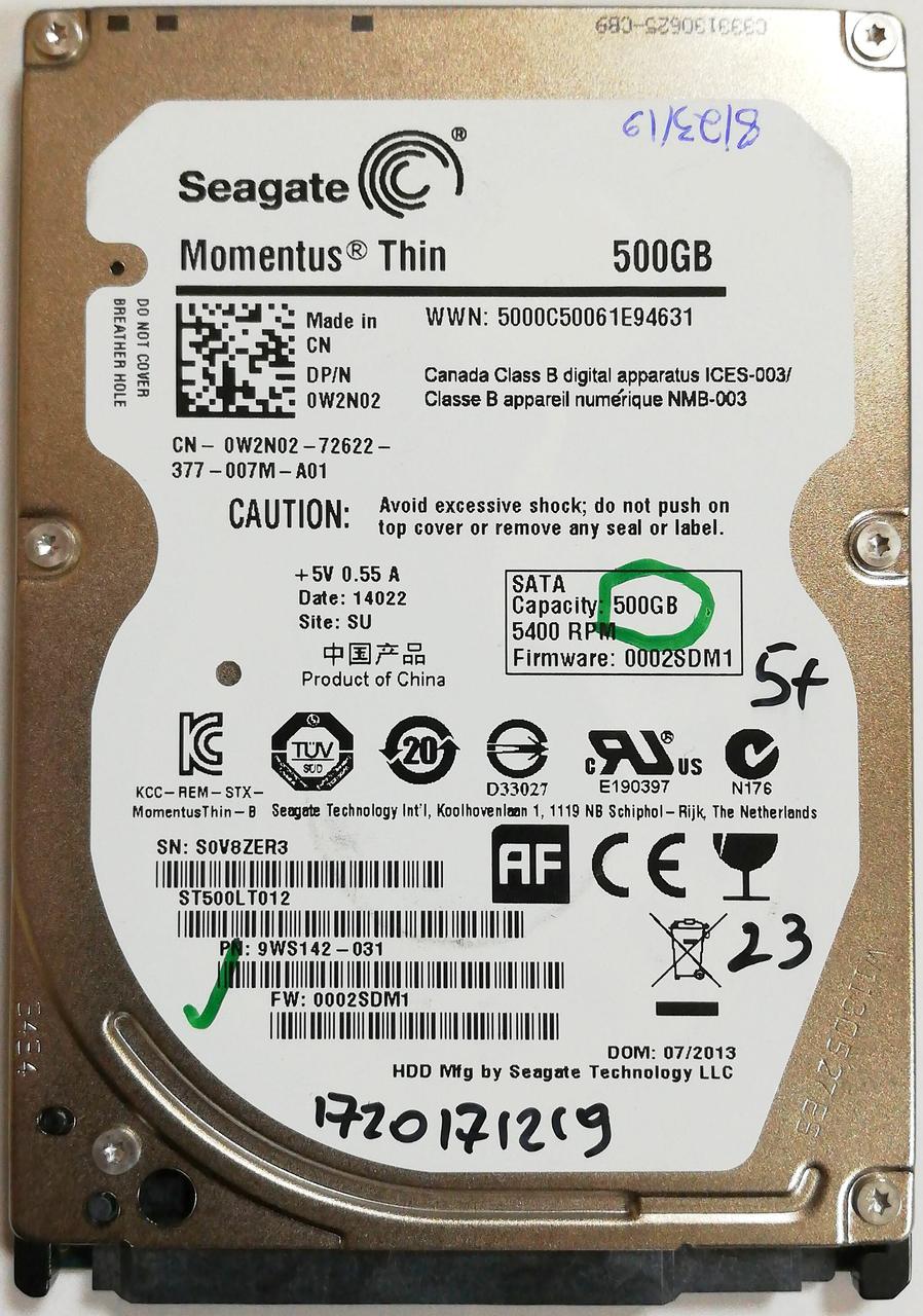 Жесткий диск для ноутбука Seagate Momentus Thin 500GB 2.5" 16MB 5400rpm 3Gb/s (ST500LT012 ...
