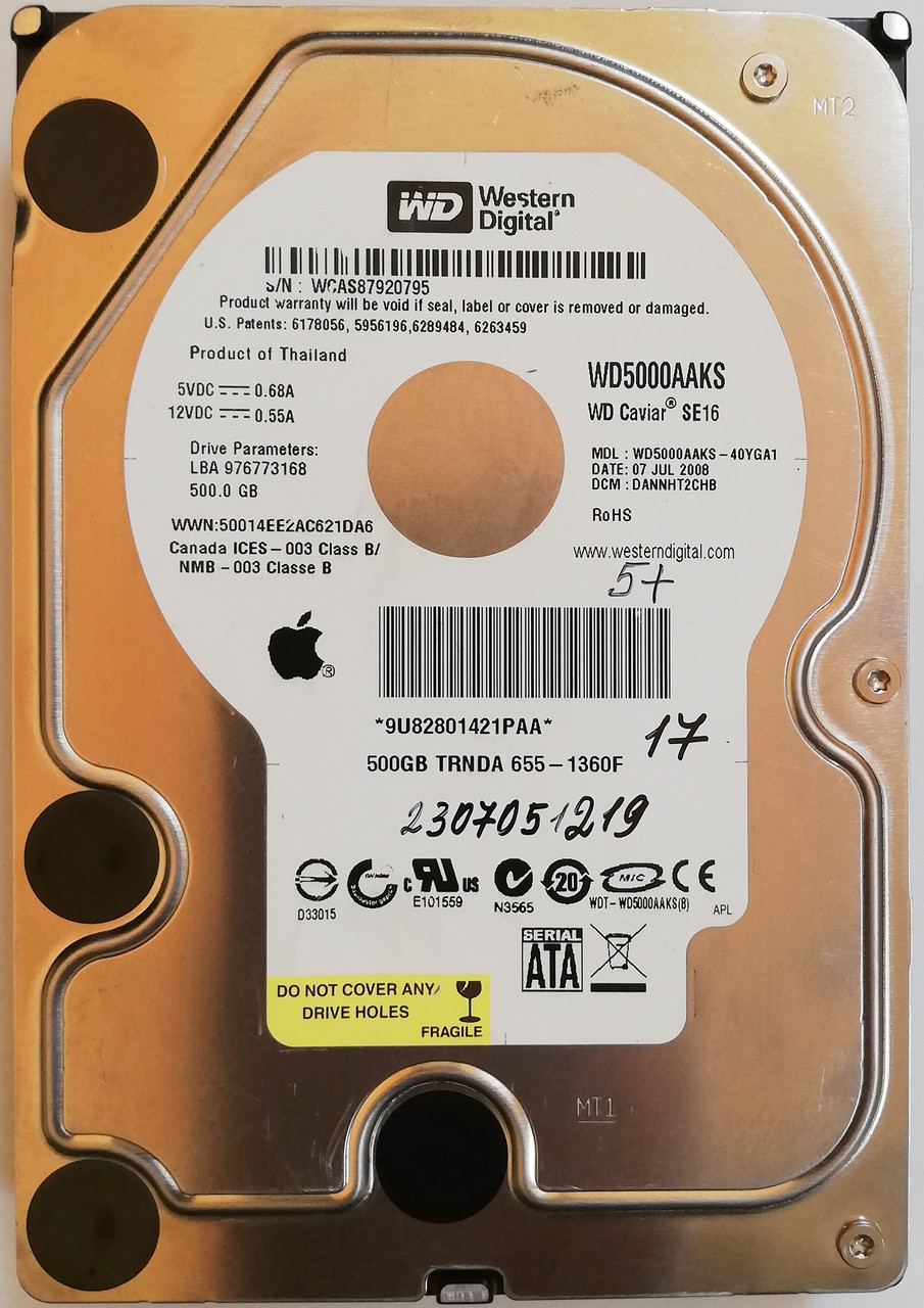 Жесткий диск для компьютера Western Digital Caviar SE16 500GB 3.5" 16MB ...