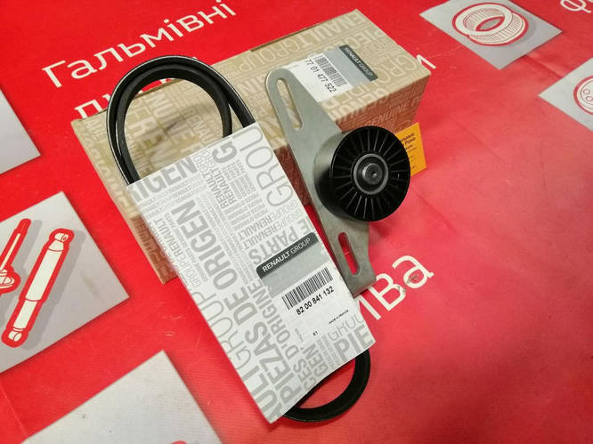 Комплект ремня генератора (ремень+ ролик) с ГУР (-AC) Renault Logan 1.4 ...