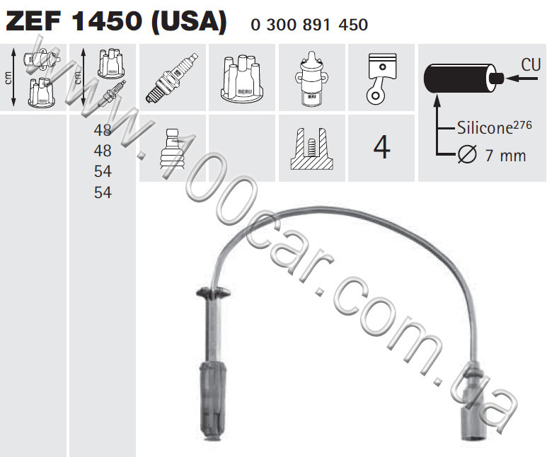 Купити ZEF 1450, Дроти запалювання Beru (к-т) MERCEDES C 180, C 200, C ...