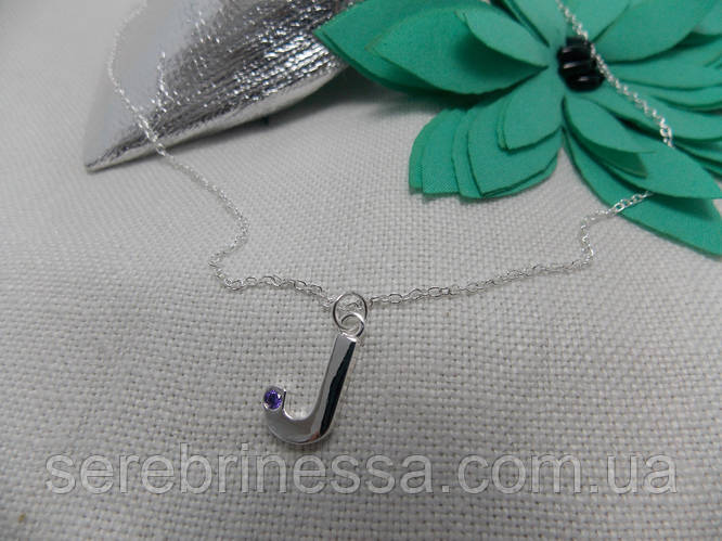 Подвеска Буква J покрытие серебро 925 проба (ID#1103057826), цена: 260 ...