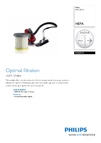 Купити Фільтр циліндричний для пилососа Philips HEPA FC8047/01 для FC ...