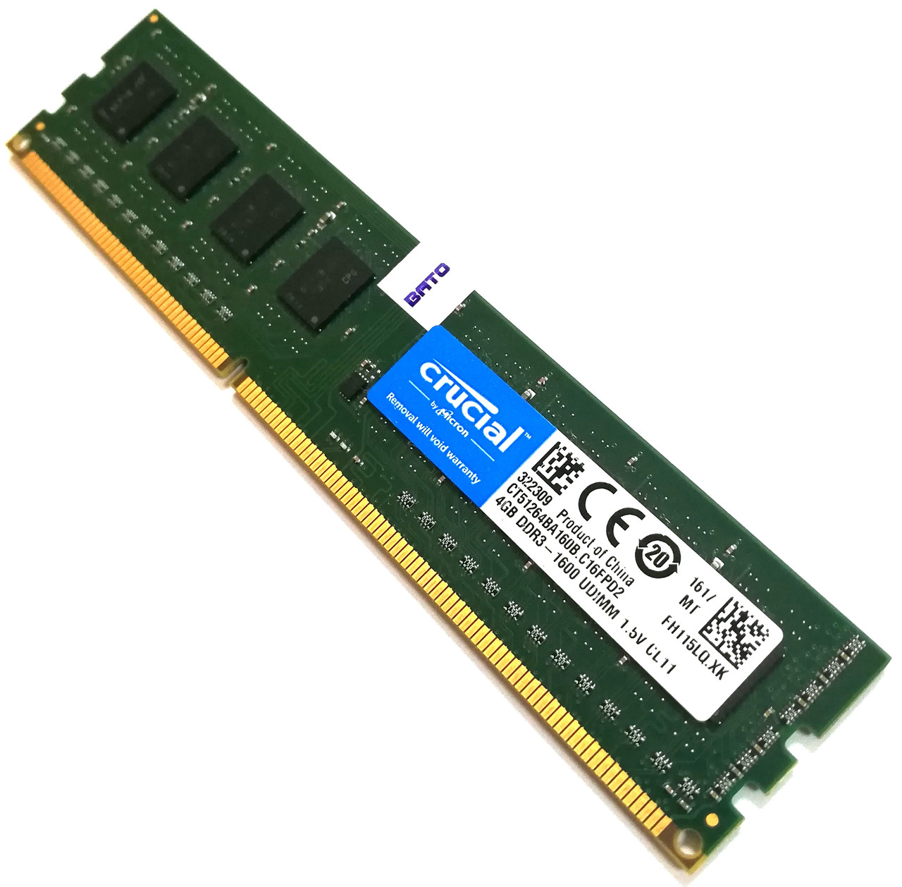 Оперативная память Crucial Ddr3 4gb 1600mhz Pc3 12800u 2r8 Cl11