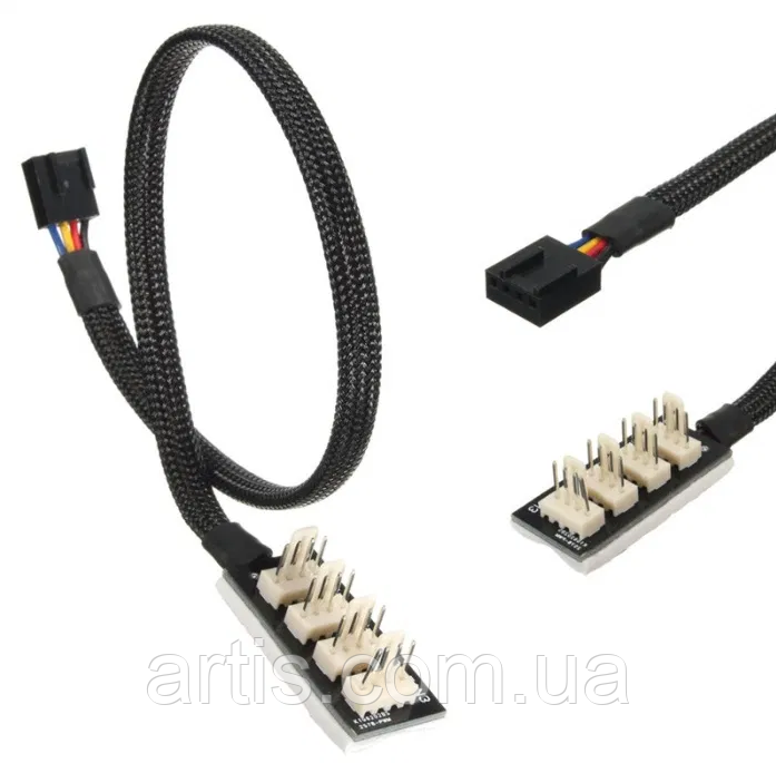 Переходник 1 Кулер На-> 4 Разветвитель Питания 37см 4 Pin Hub Case Fan ...