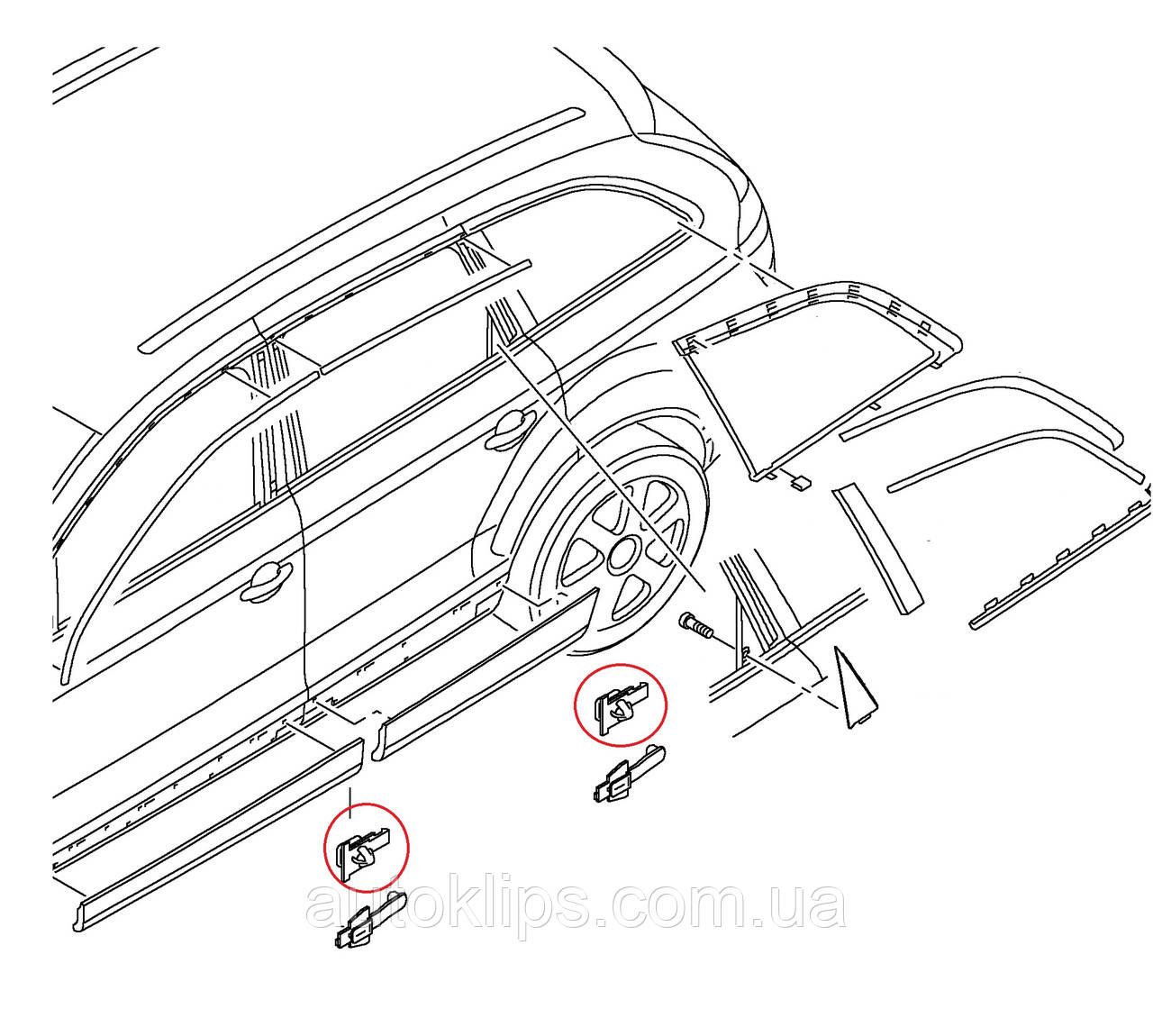 Купить Клипсы крепления молдинга AUDI Q7 OEM:4L0853909, цена 40 ...