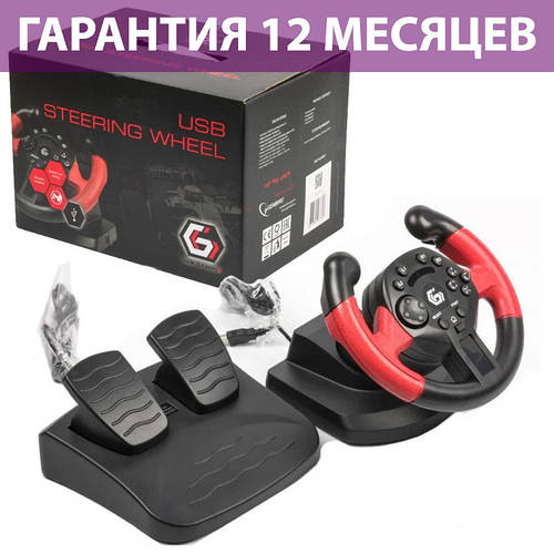Игровой руль для ПК Gembird STR-UV-01, руль с педалями для компьютера ...