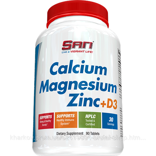 Кальций, Магний, Цинк и Витамин Д3, SAN CALCIUM MAGNESIUM ZINC + D3 ...