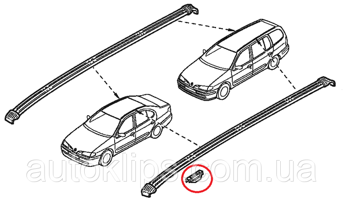 Кліпса молдинга даху Renault Twingo, Megane I (1995 - 2003), Megane ...