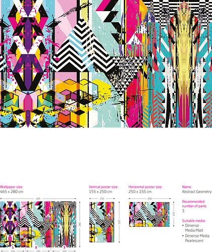 Обои поп-арт в гостиную дизайнерские Абстрактная Геометрия Abstract Geometry Dimense 465 см х ...