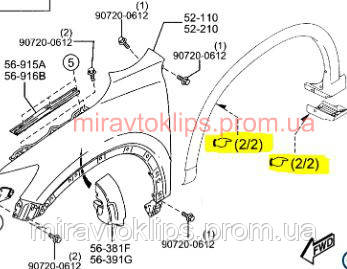 Купити Кліпса кріплення молдинга крила, накладки колісної арки Mazda CX ...