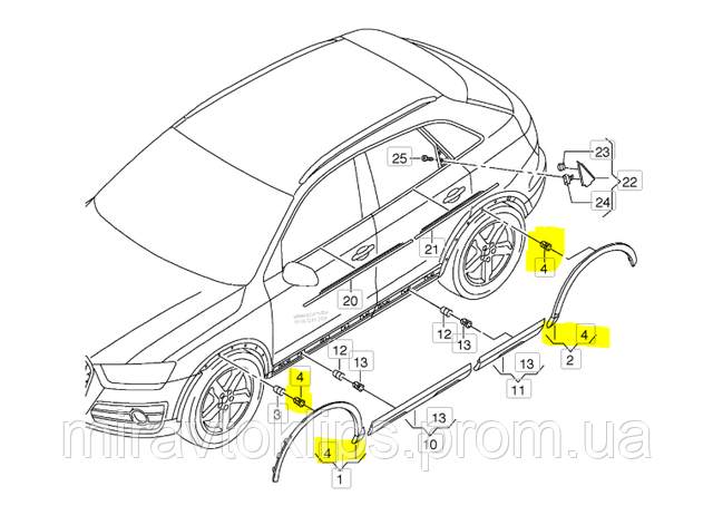 Купити Кліпса кріплення молдинга крила і двері Audi, Seat, Skoda, VW ...