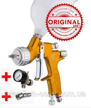 Краскопульт DeVilbiss GTi Pro Lite Gold + манометр + шарнирный штуцер ...