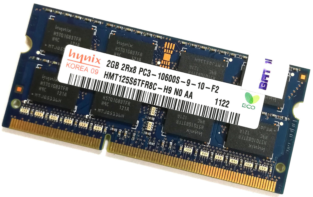 Оперативная память для ноутбука Hynix SODIMM DDR3 2Gb 1333MHz 10600s 2R8 CL9 (HMT125S6TFR8C-H9 ...