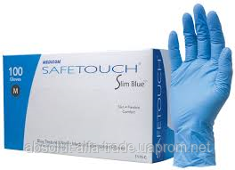 Рукавички нітрилові Medicom S S SafeTouch Advanced Slim Blue" ГОЛУБИ х ...