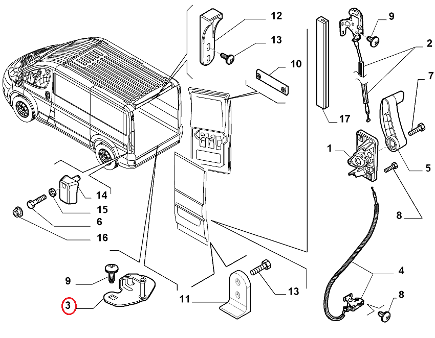Скоба замка двері зад нижня Fiat Ducato, Peugeot Boxer, Citroen Jumper ...