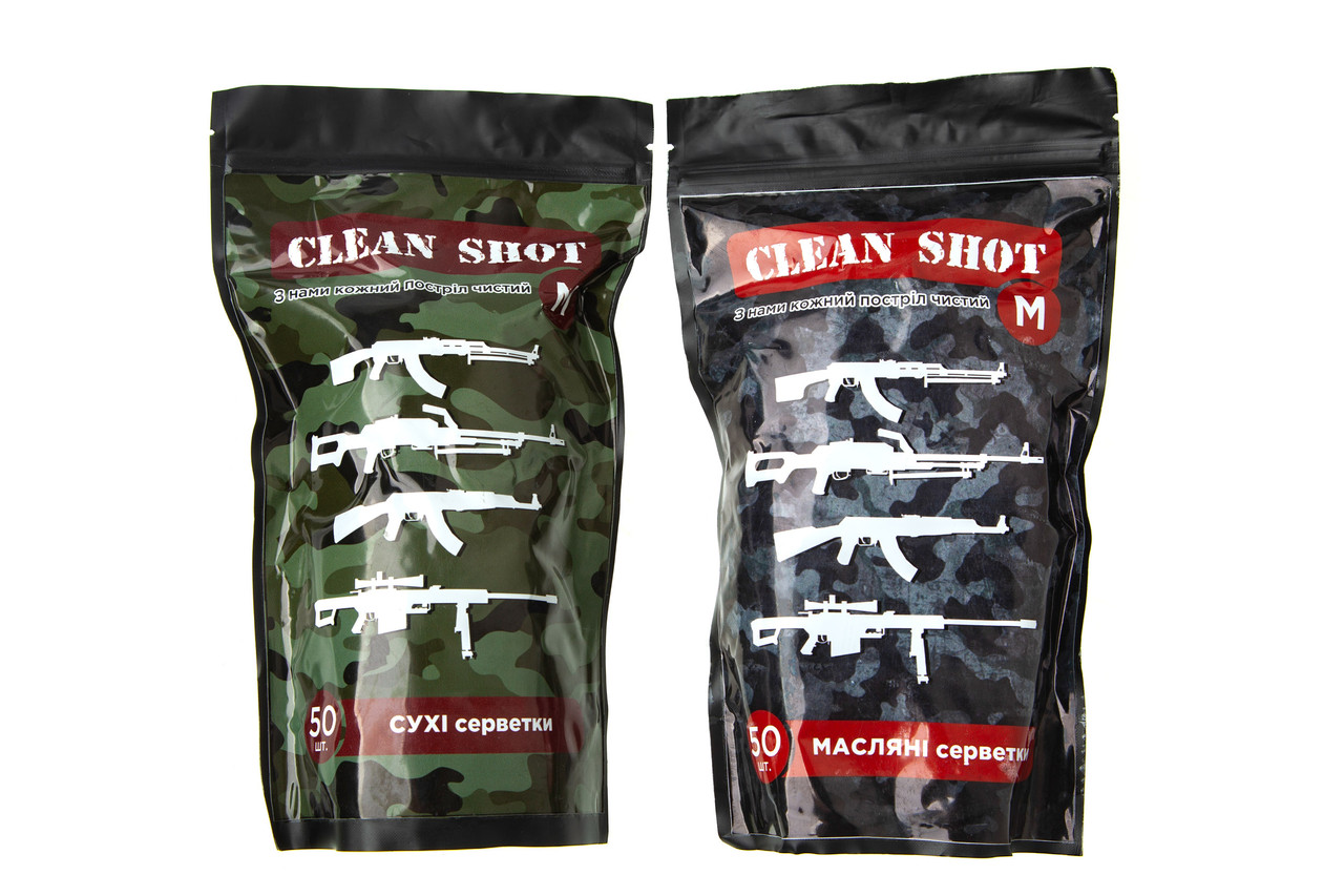 Комплект для чищення "Clean shot" М, (сухі, масло 50шт) (ID#1218100444 ...