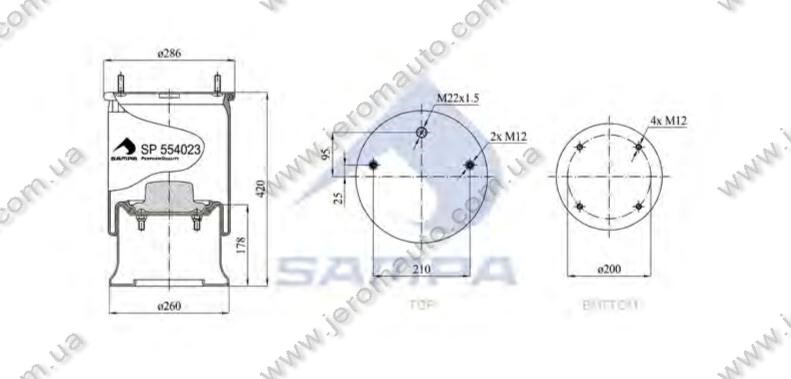 Пневморесора зі склянкою в зборі (сталь) (2 шп.+повітр. / 4 отв.), SAF ...