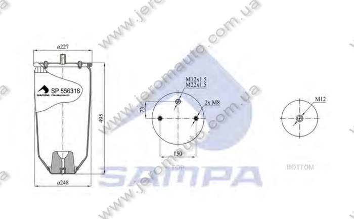 Купити Пневморесора без склянки SCHMITZ 1DK23L-1S (2отв.M10+штуцер ...
