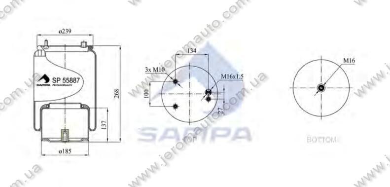 Купить Пневморессора со стаканом в сборе (сталь) (d274x257 mm) DAF ...