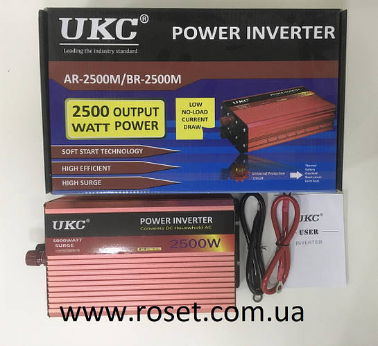Перетворювач напруги (інвертор) 2500W DC 12 V to AC 220 V з функцією плавного пуску UKC SI-A2 ...