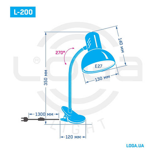 Лампа на прищепке настольная "Салат" Украина.(ТМ LOGA ® Light) (ID#195768622), цена: 249 ...