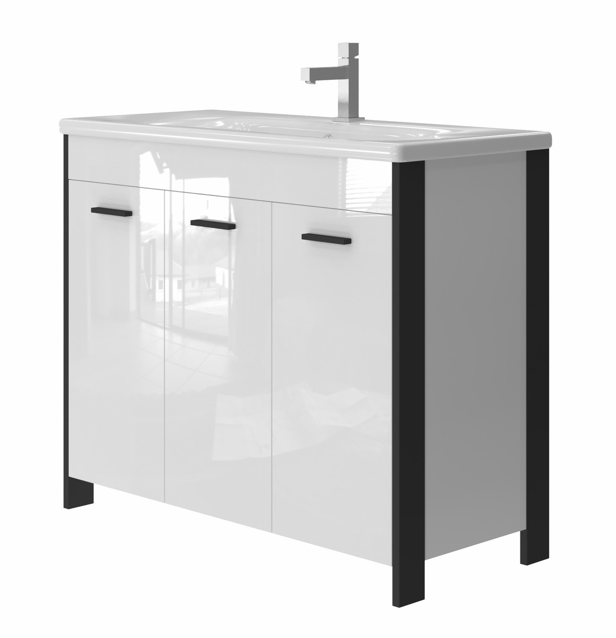 Тумба для Ванной Juventa Brooklyn Br-100 с Умывальником Soft-100 Бело ...