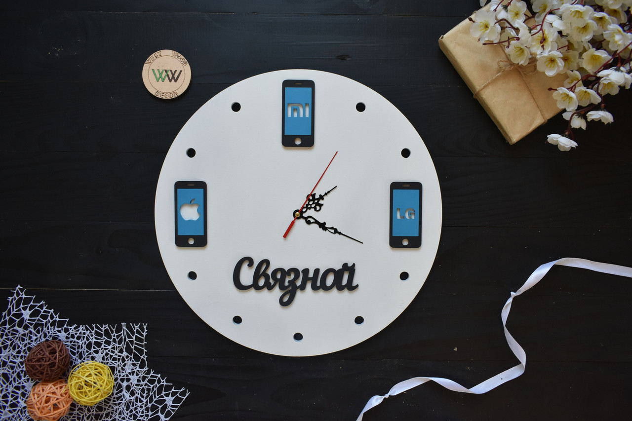 Настенные Часы Из Дерева для Магазина Техники Часы с Названием Вашего Магазина Часы в Виде