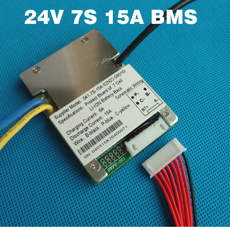 Плата защиты BMS 7S 15A 24V с защитой и балансировкой Li-ion 18650 ...