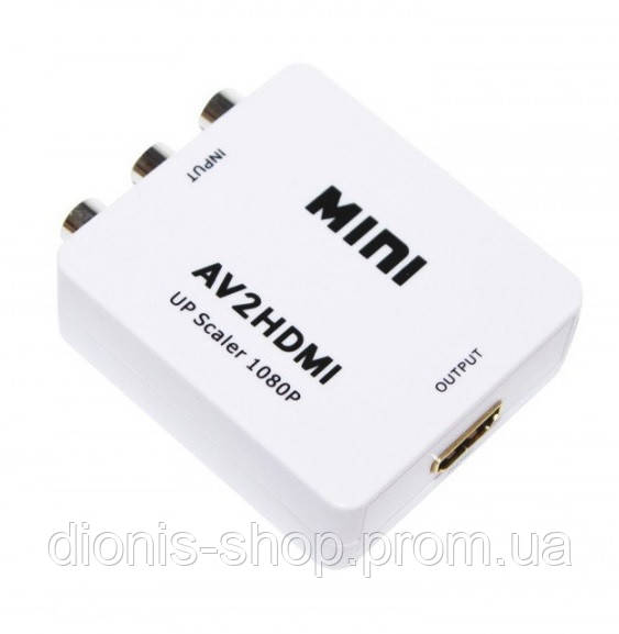 Конвертер MINI Переходник с AV To HDMI, ВХОД 3RCA(мама) на ВЫХОД HDMI ...