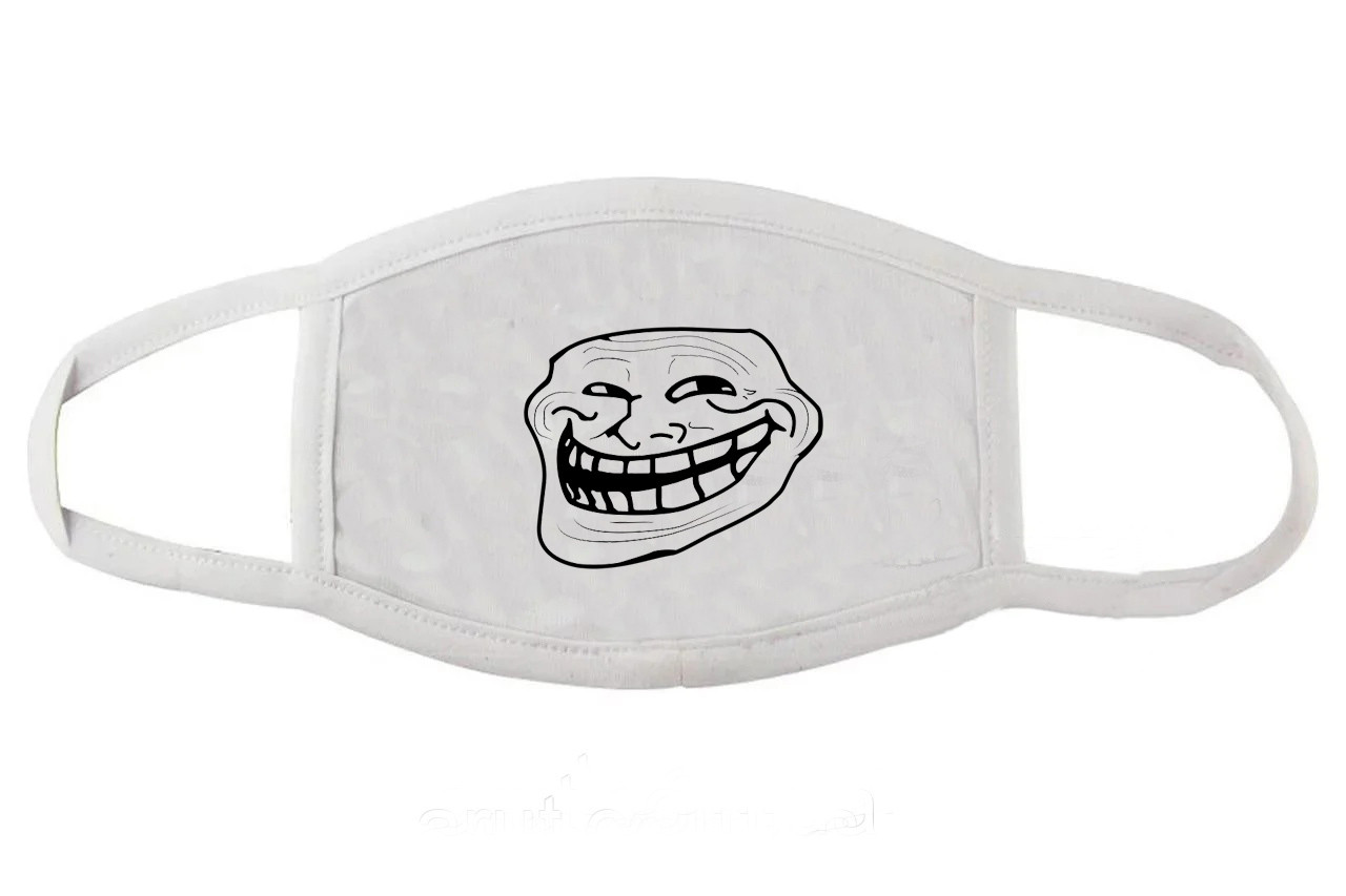 Купить Маска для лица белая с принтом Troll Face, цена 66 грн — Prom.ua ...