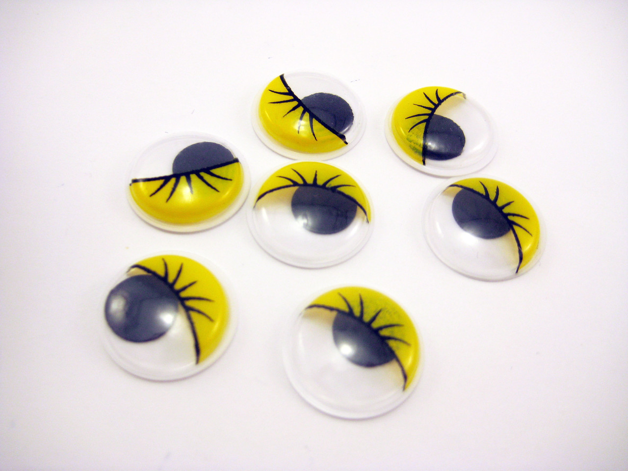 Купить глазки для игрушек желтые 18мм с ресницами